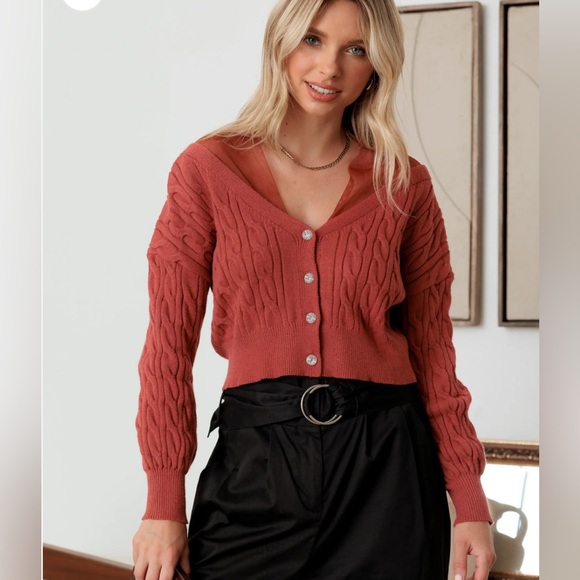 Sweaters | 15 Cable Rhinestone Buttonup Long Sleeve Sweater | Poshmark